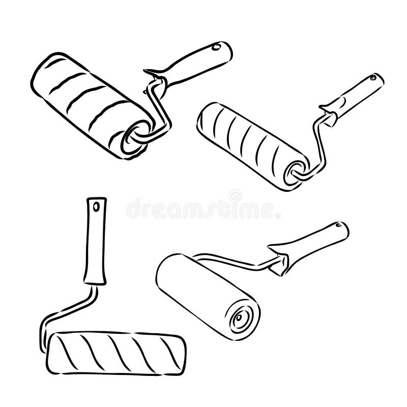 Hand Drawn Paint Roller Illustration Paint Roller Vector Stock Vector ...
