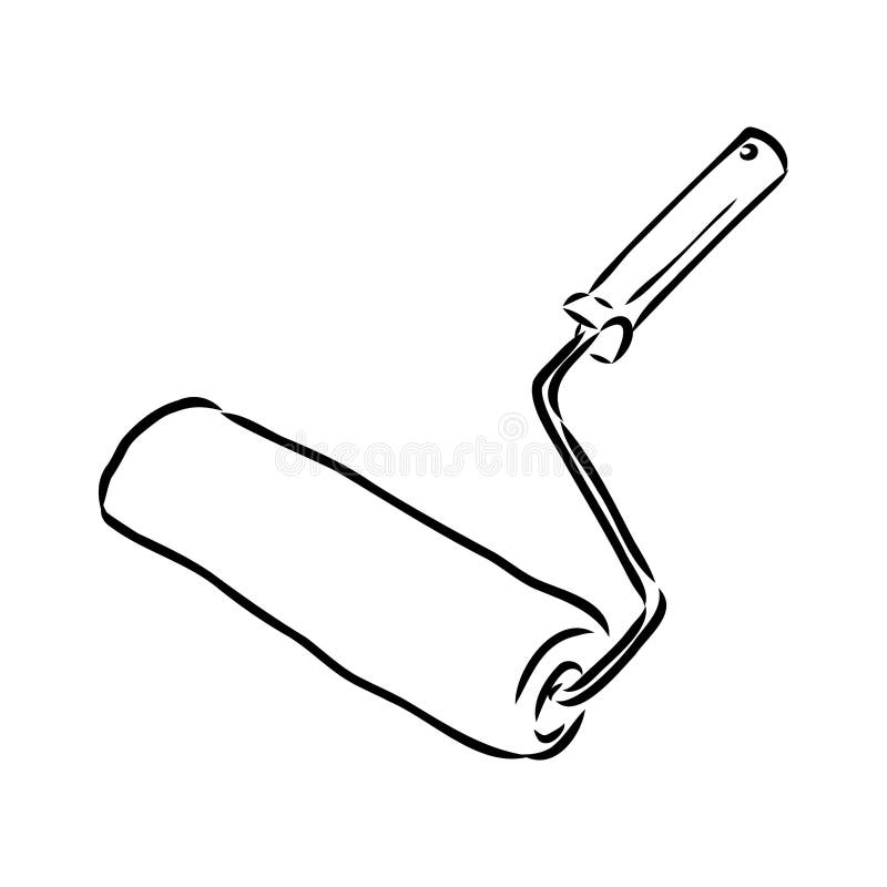 Hand Drawn Paint Roller Illustration Paint Roller Vector Stock Vector ...