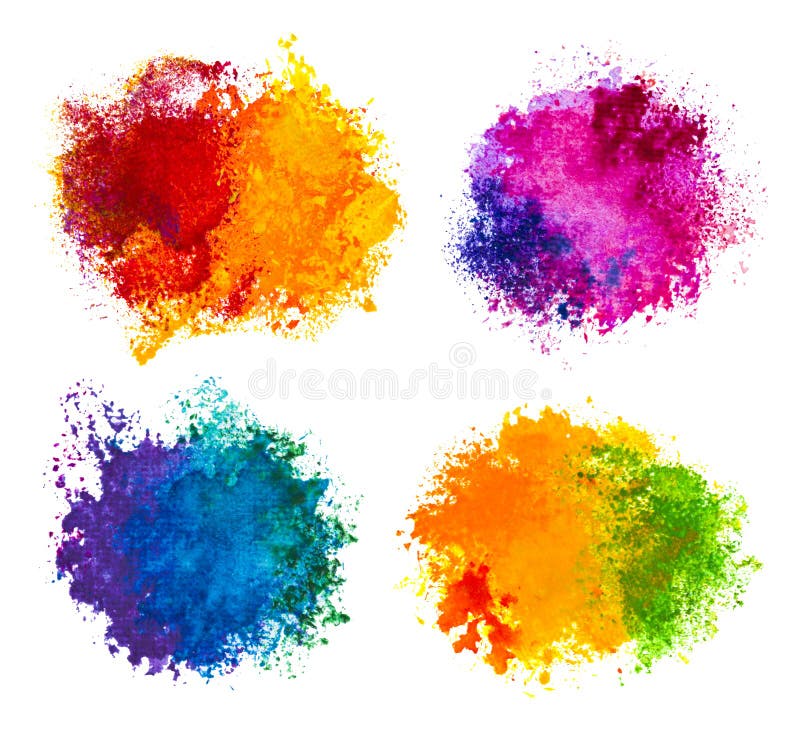 Hand Drawn Paint Splashes Isolated on White Stock Photo - Image of ...