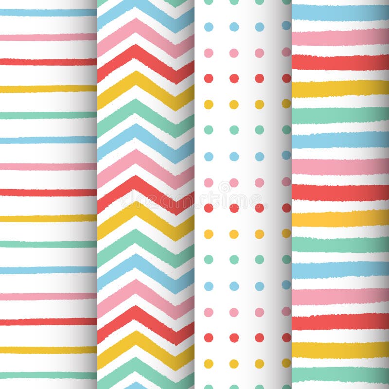 Hand Drawn Painted Geometric Patterns Set Stock Vector - Illustration ...