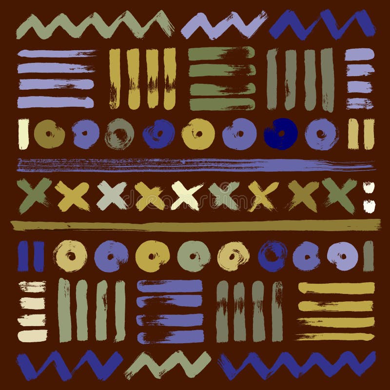 Hand Drawn Painted Geometric Patterns. Vector. Designed in the Style of ...