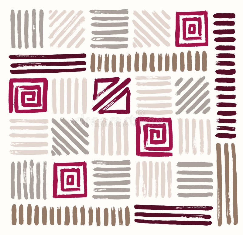 Hand Drawn Painted Geometric Patterns. Vector Illustration Stock Vector ...