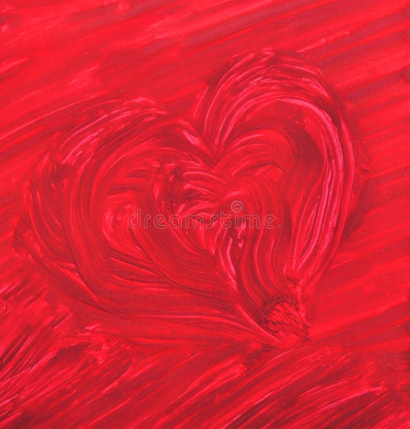 Hand Drawn Painted Red Heart Stock Illustration - Illustration of ...