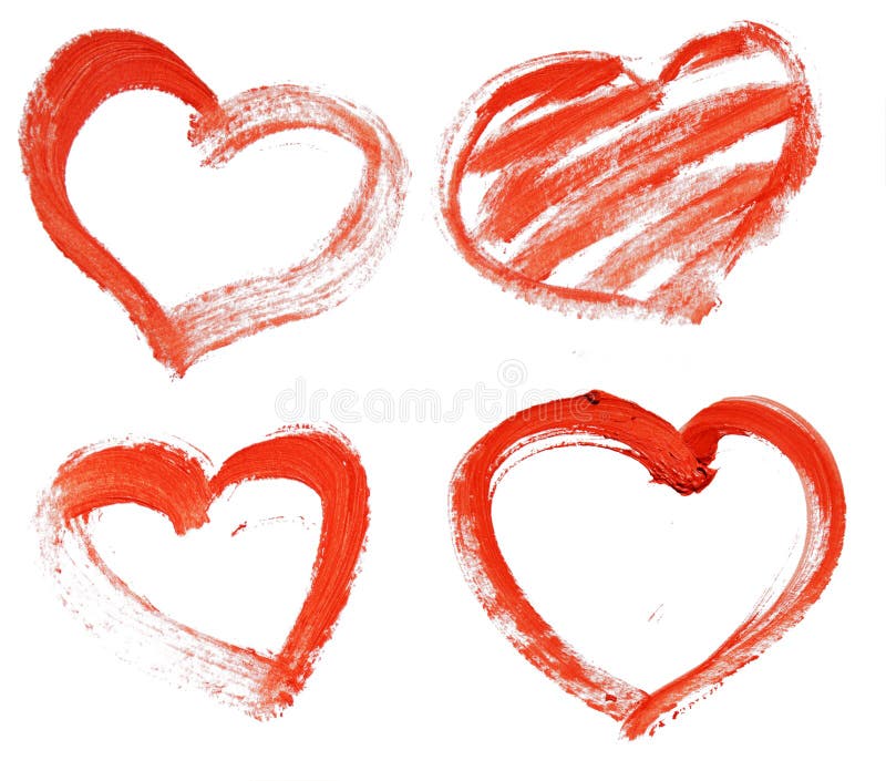 Hand-drawn Painted Red Heart Stock Illustration - Illustration of ...