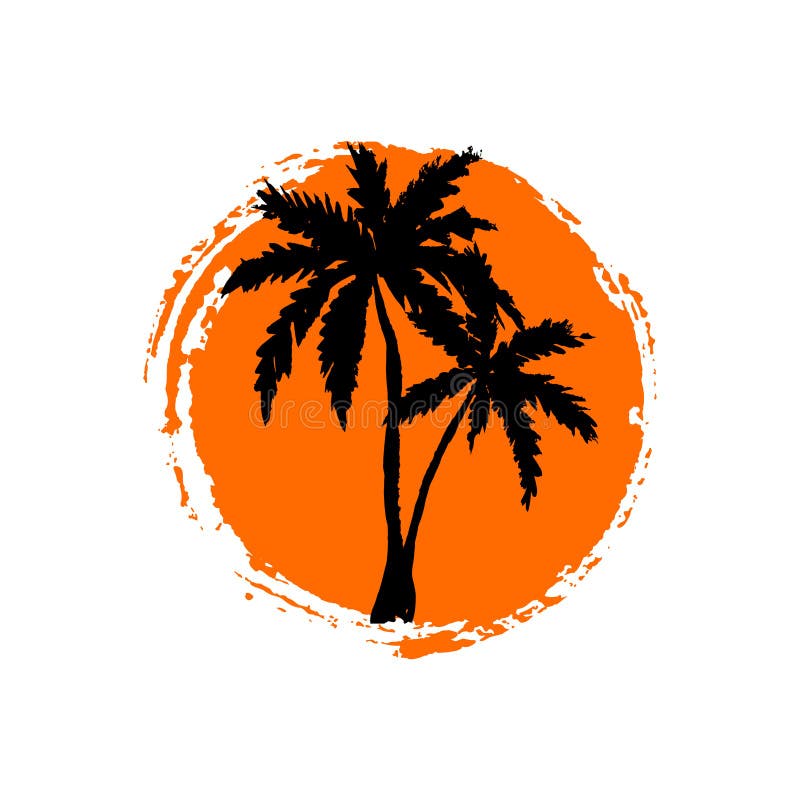 Hand Drawn Palm Tree. Circle Summer Design Stock Vector - Illustration ...