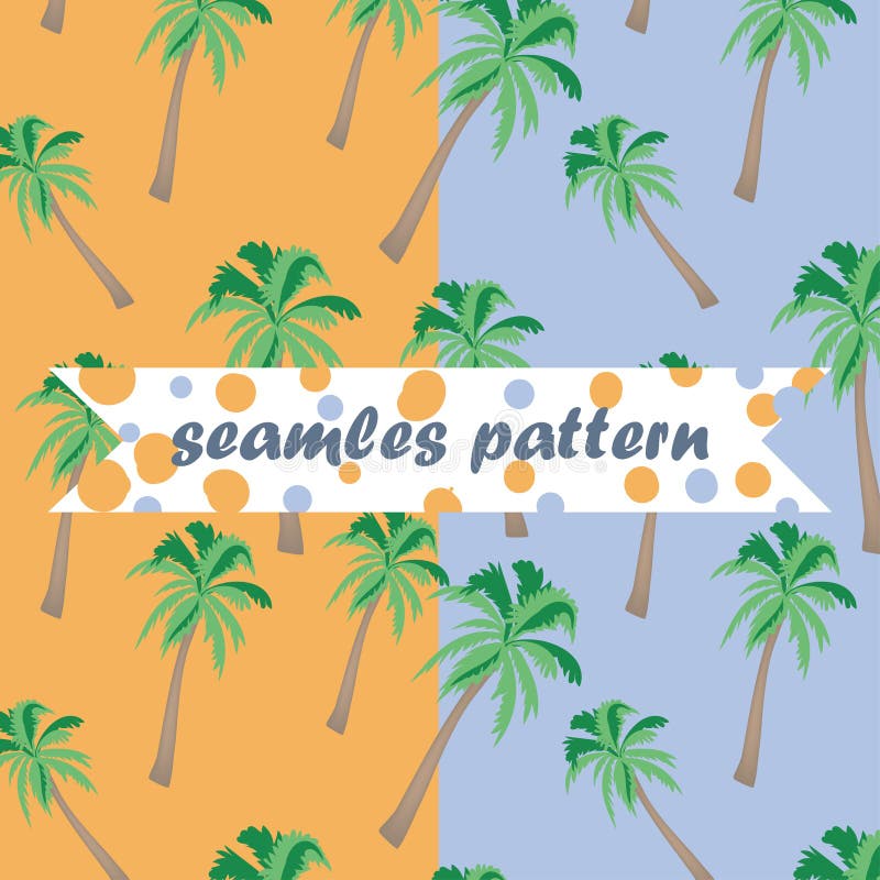Hand Drawn Palm Trees Illustration. Seamless Vector Pattern with ...