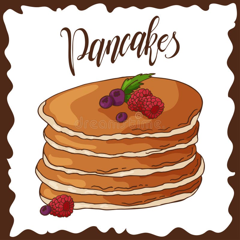 Pancakes Vector Illustration. Bakery Design. Beautiful Card with ...