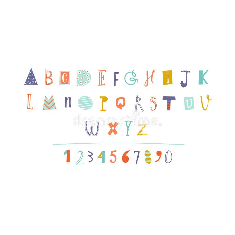 Hand Drawn Paper Cut Out Alphabet in Vector. Stock Vector ...