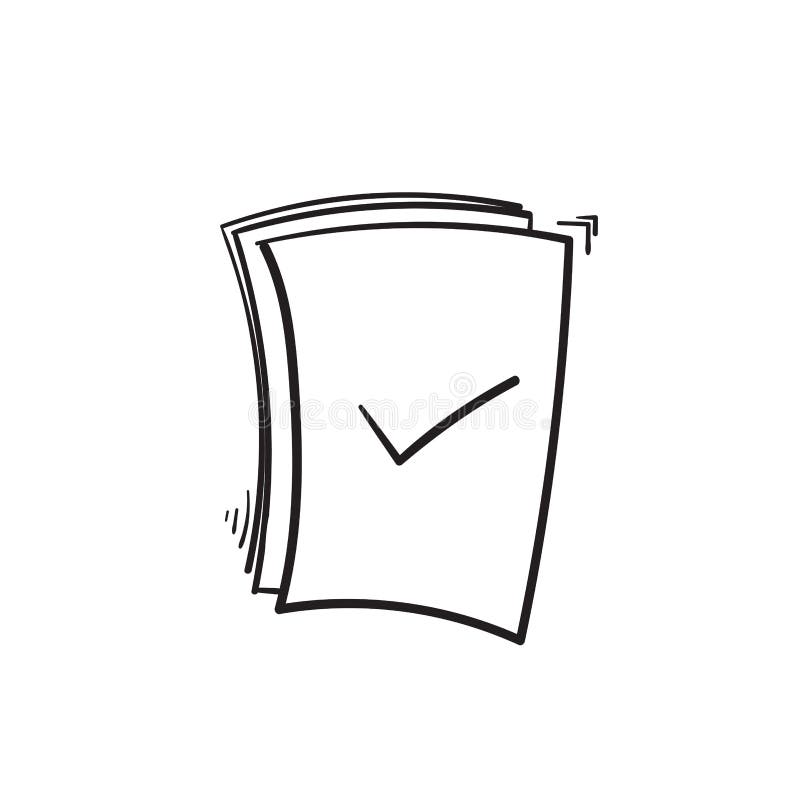 Hand Drawn Paper Document with Check Mark Symbol Vector Stock Vector ...