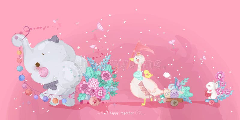 Hand Drawn Parade Doodle Animals. Vector Illustration Stock ...