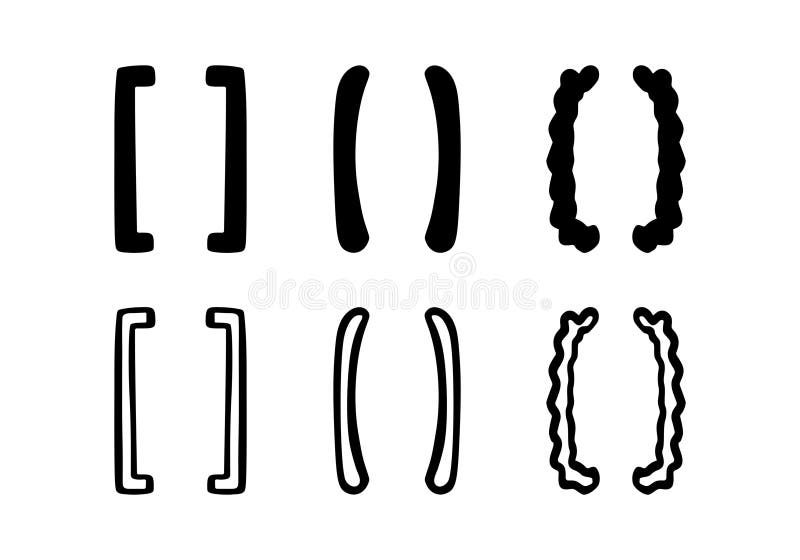 Hand Drawn Parenthesis and Curly Bracket for Quote. Doodle Vector ...