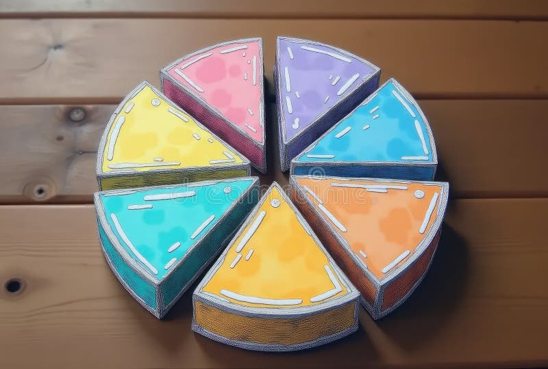Hand-Drawn Pastel Pie Chart with Chalk Texture Stock Photo - Image of ...