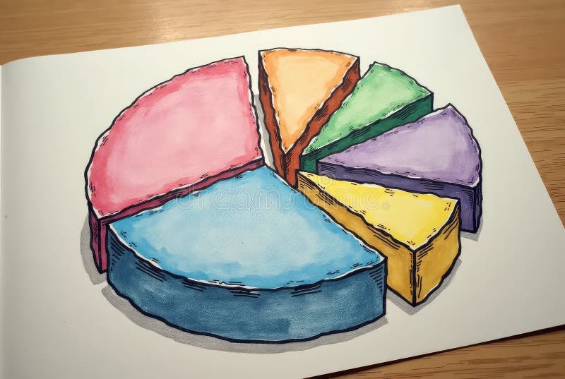 Hand-Drawn Pastel Pie Chart with Chalk Texture Stock Image - Image of ...