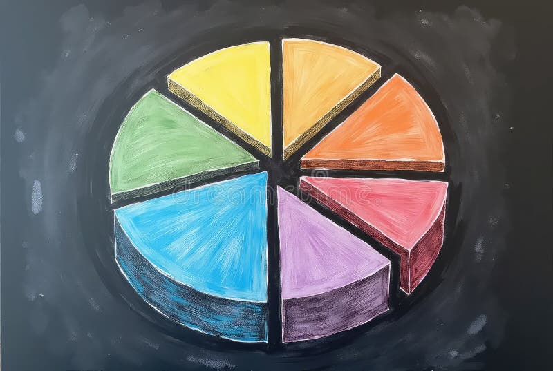 Hand-Drawn Pastel Pie Chart with Chalk Texture Stock Photo - Image of ...