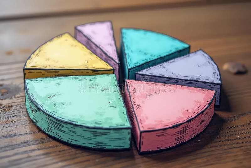 Hand-Drawn Pastel Pie Chart with Chalk Texture Stock Photo - Image of ...
