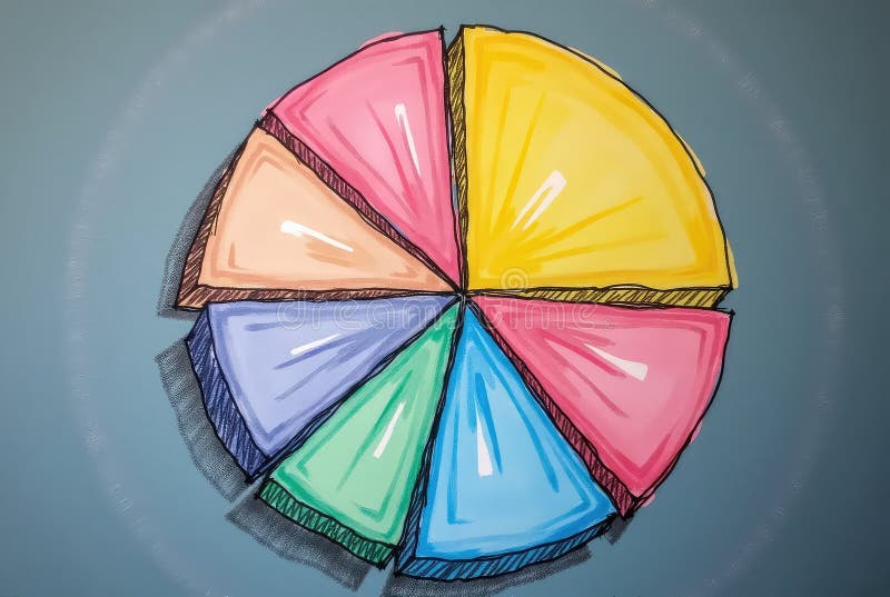 Hand-Drawn Pastel Pie Chart with Chalk Texture Stock Photo - Image of ...