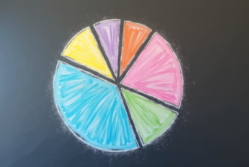 Hand-Drawn Pastel Pie Chart with Chalk Texture Stock Image - Image of ...