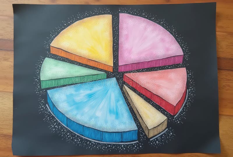 Hand-Drawn Pastel Pie Chart with Chalk Texture Stock Image - Image of ...