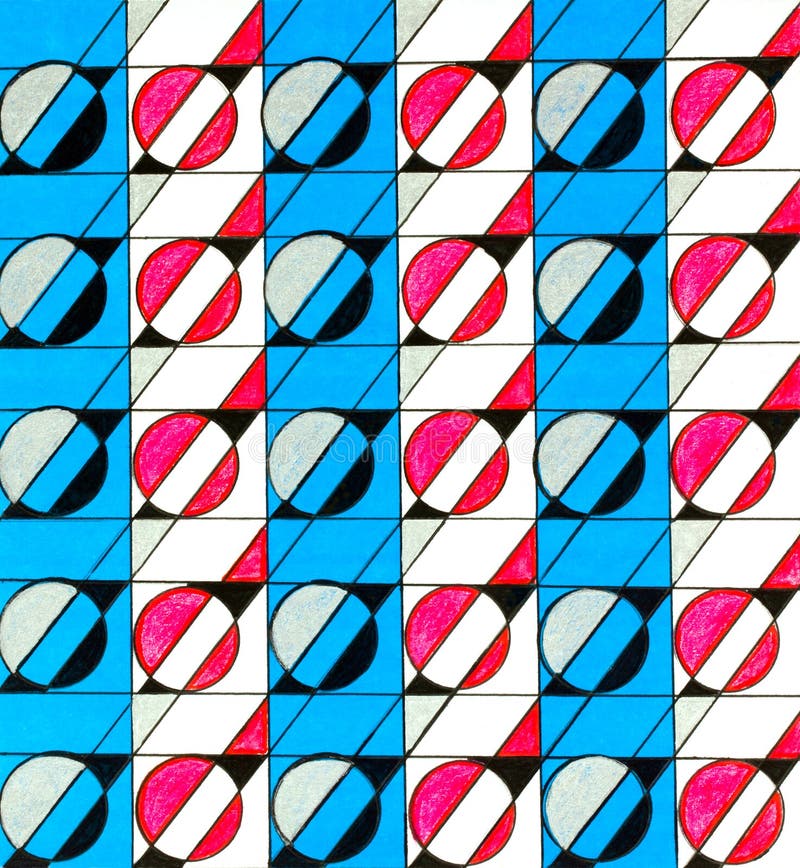 Circles and Lines Drawn on Printed Paper. Stock Illustration ...