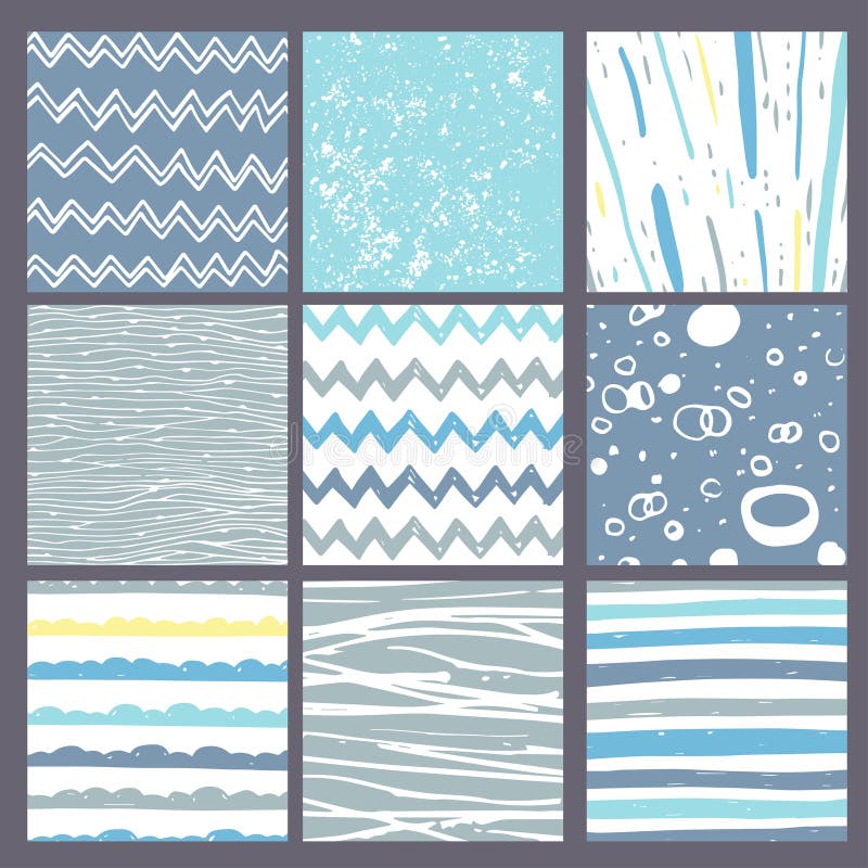 Hand Drawn Pattern Collection 9 Simple Textures for Backround, Fabric ...