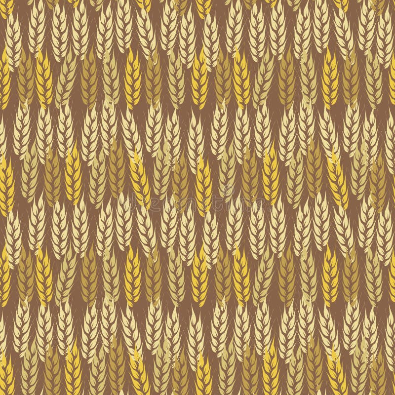 Hand Drawn Pattern with Ripe Ears of Wheat . Vector Illustration Stock ...