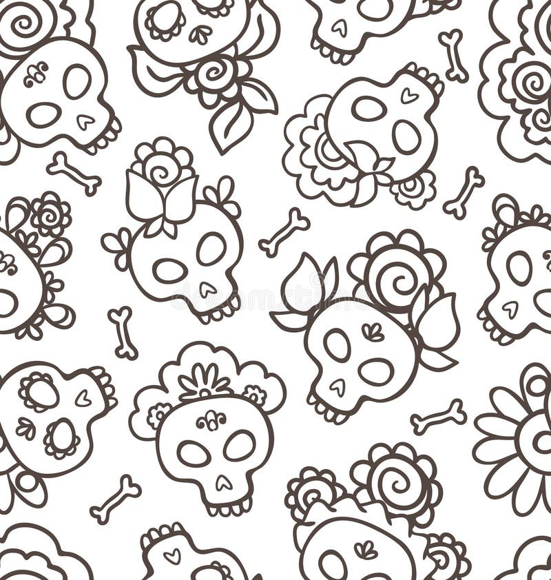 Pattern Skulls Catrinas Stock Illustrations – 2 Pattern Skulls Catrinas ...