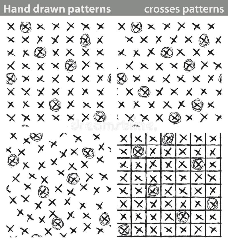 Hand Drawn Patterns, Crosses Patterns Stock Vector - Illustration of ...