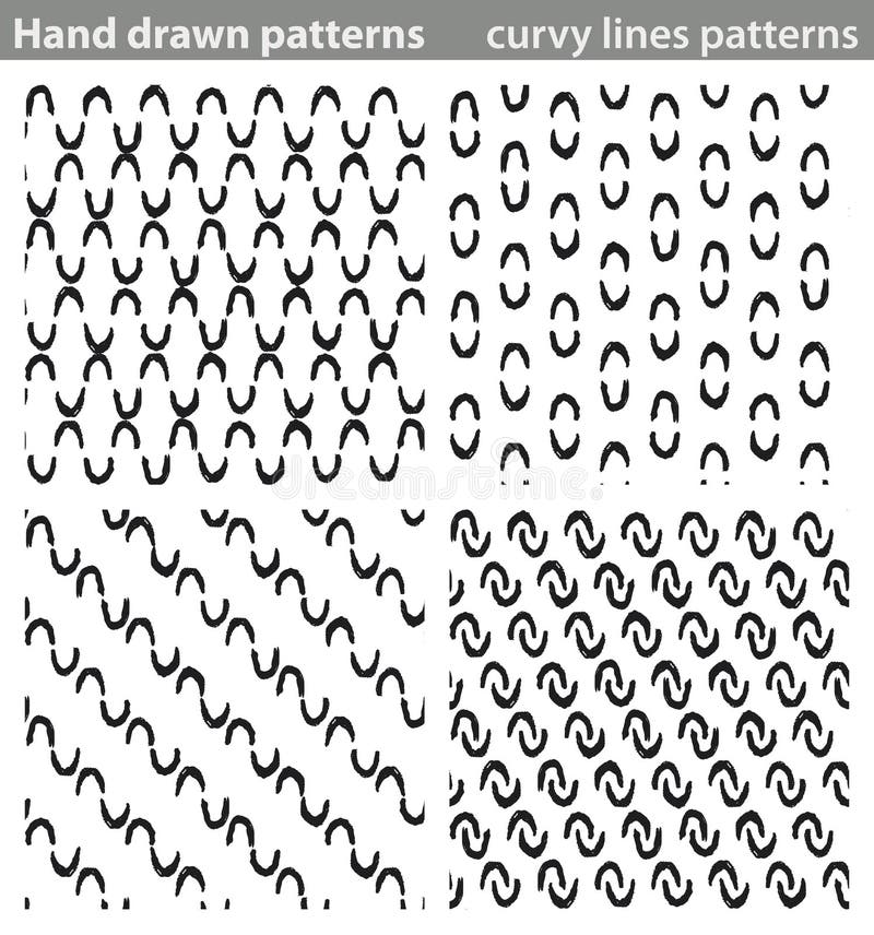 Hand Drawn Patterns, Curvy Line Patterns Stock Vector - Illustration of ...