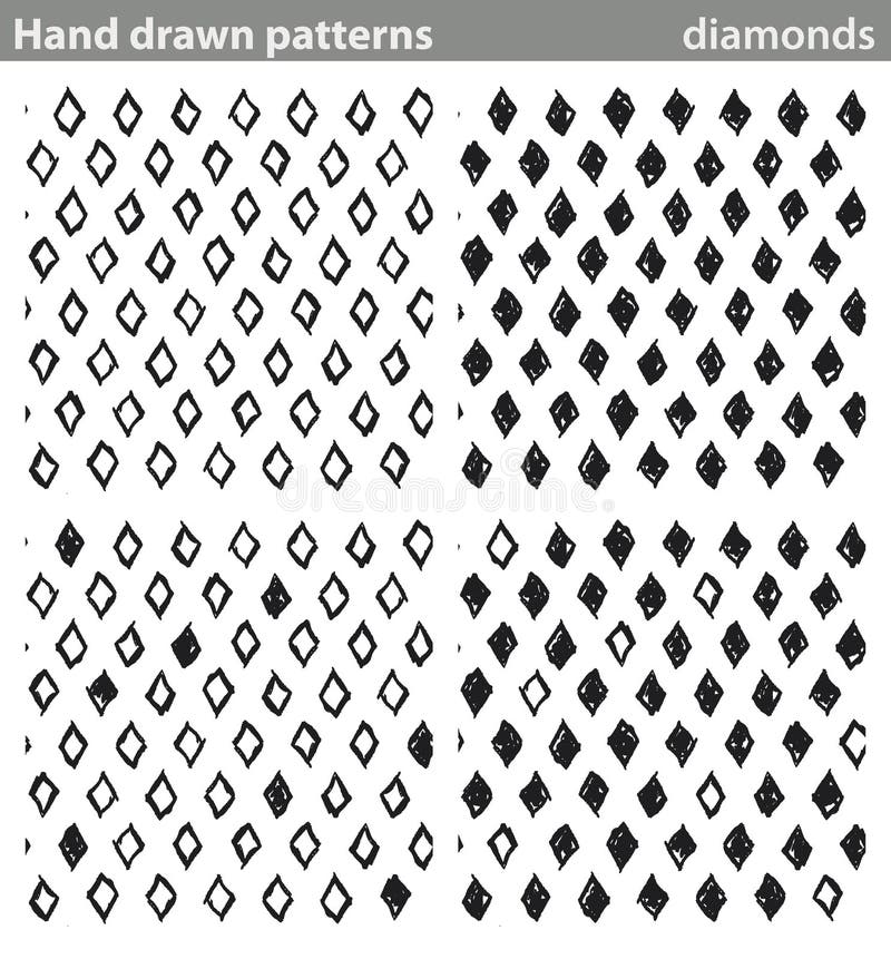 Hand Drawn Patterns, Diamonds Stock Illustration - Illustration of ...