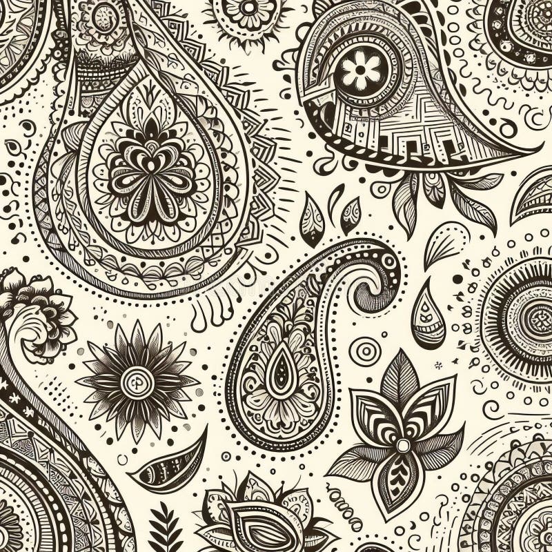 Hand Drawn Patterns Intended for Use on Fabrics Featuring Motifs Stock ...
