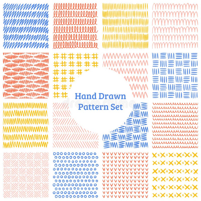 16 Hand Drawn Patterns stock vector. Illustration of cross - 215553920