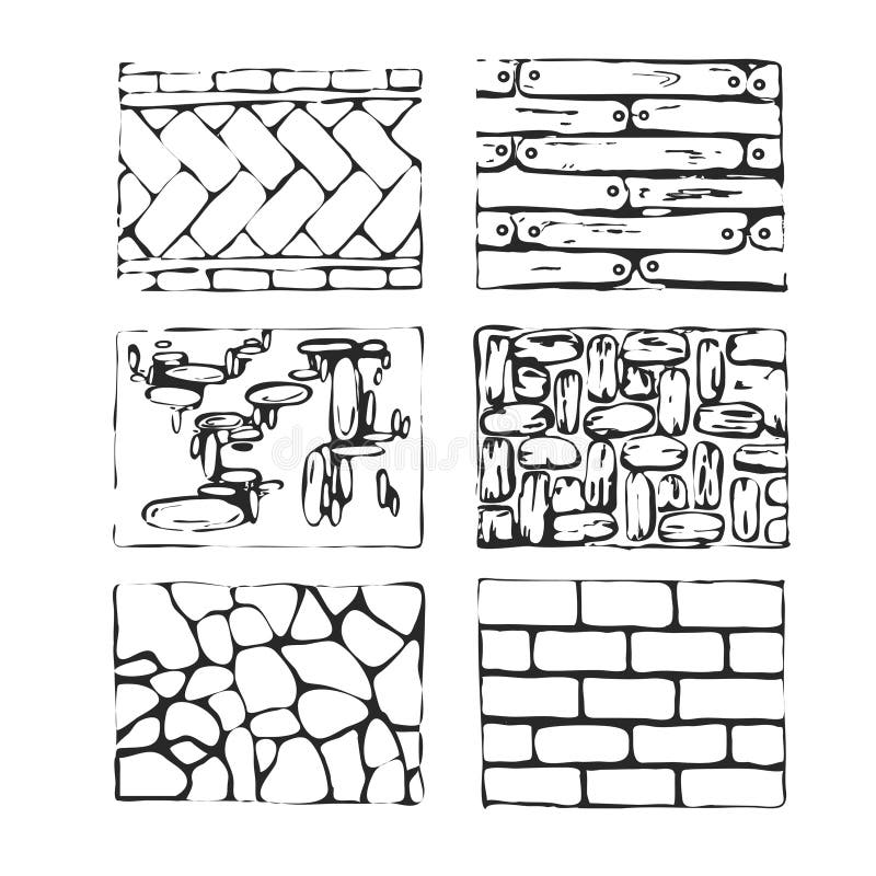 Hand Drawn Paving Stones and Blocks Stock Vector - Illustration of ...