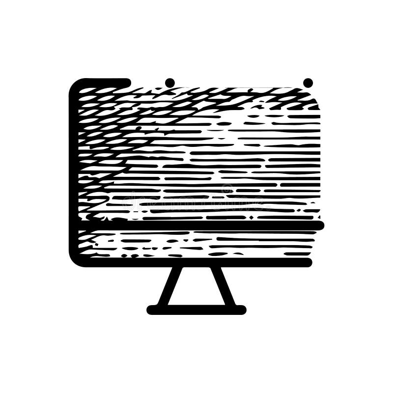 Monitor Icon Hand Drawn Vector Illustration Isolated on White ...