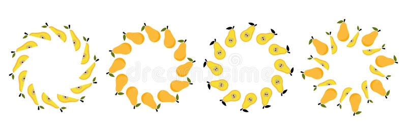 Hand Drawn Pear Fruit Frame Set Stock Vector - Illustration of ...