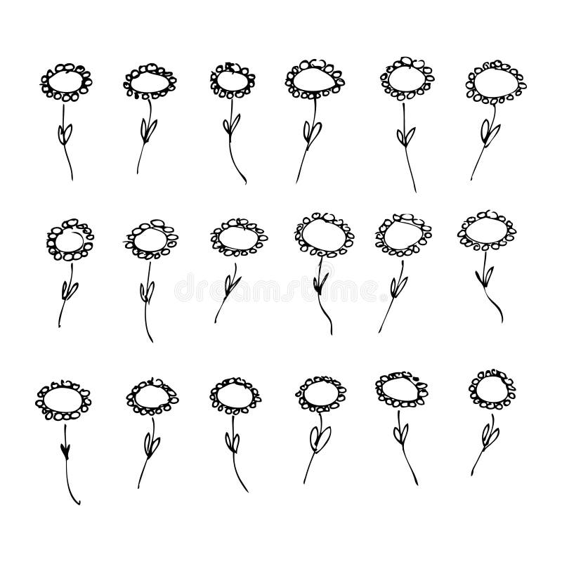 Hand Drawn Pen and Ink Style Illustration of Flowers Stock Vector ...