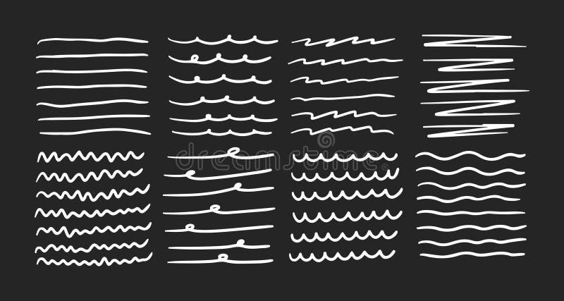 Hand Drawn Pen Underline and Stroke Set. Doodle Pencil or Marker Line ...