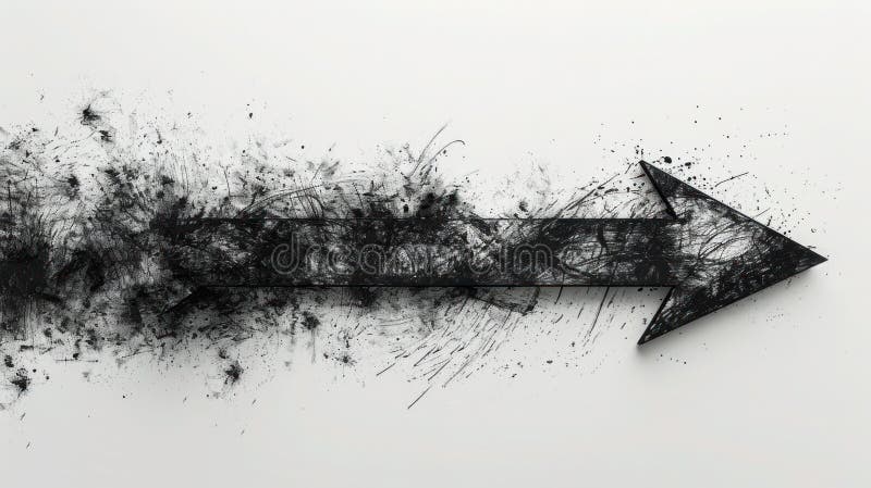 Hand Drawn Pencil Arrow Textured Scribble Line Design on White ...