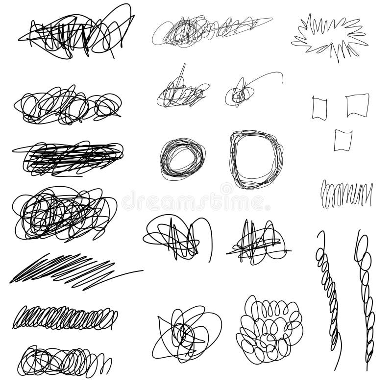 Set of Hand Drawn Texture Scribble Marker. Hand Drawing. Vector Stock Vector - Illustration of ...