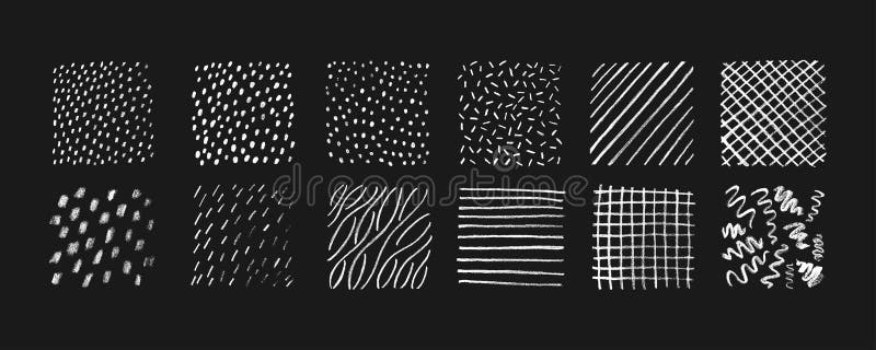 Hand Drawn Pencil Textures Pattern Set. Crayon Paint Scratch Lines and ...