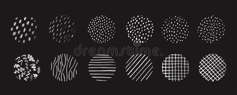 Hand Drawn Pencil Textures Pattern Set. Crayon Paint Scratch Lines and ...