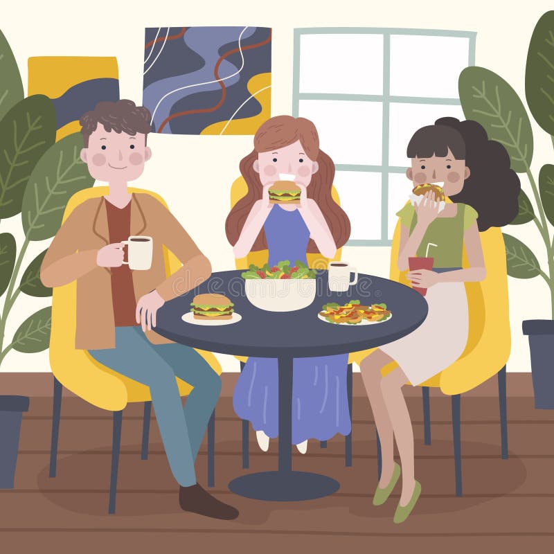 Hand Drawn People Eating Illustration Vector Illustration. Stock Vector ...