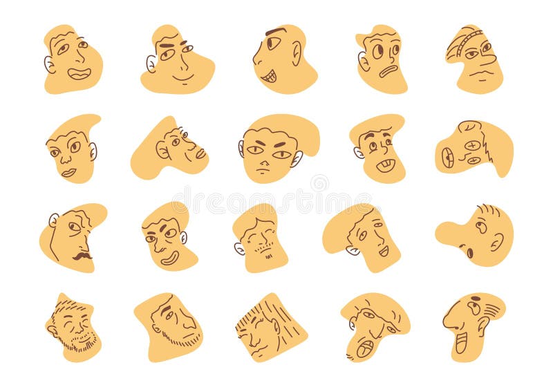 Hand Drawn Peoples Face Element Set Stock Vector - Illustration of ...