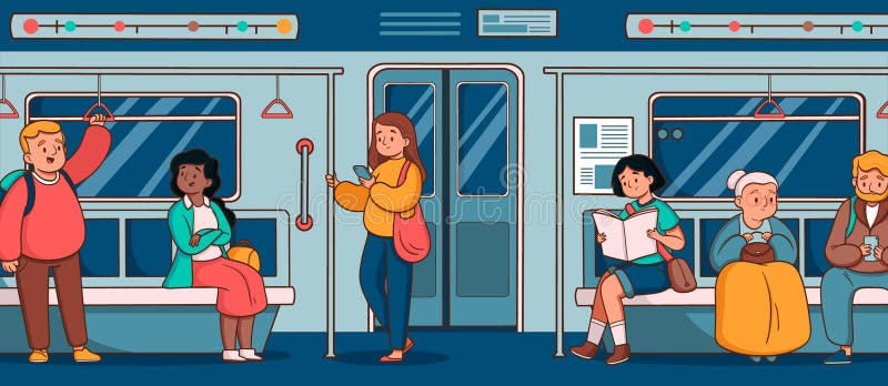 Hand Drawn People on Subway Illustration Stock Illustration ...