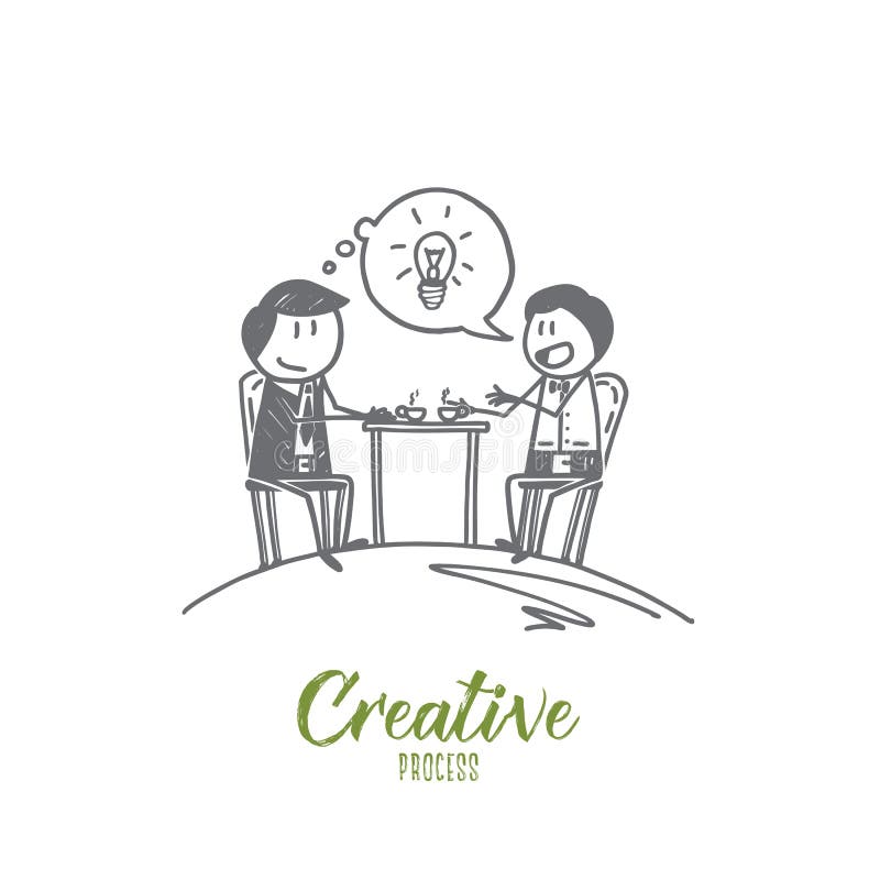 Hand Drawn People Talking about Ideas during Tea Stock Vector ...