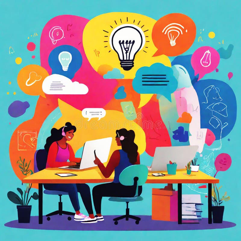 Hand Drawn People Talking on the Phone Illustration. Stock Illustration ...