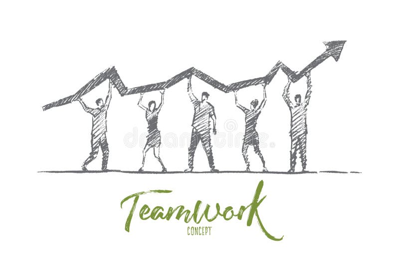 Hand Drawn People Teamwork Concept with Lettering Stock Vector ...