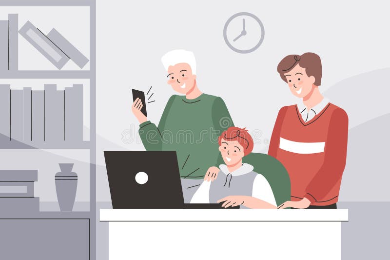 Hand Drawn People Using Technology Illustration Stock Illustration ...