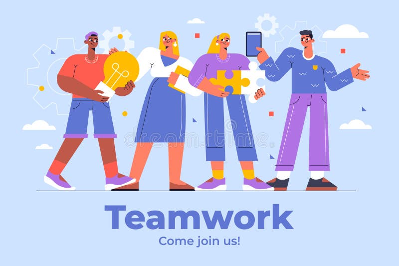 Teamwork Cartoon Background Stock Illustration - Illustration of team ...