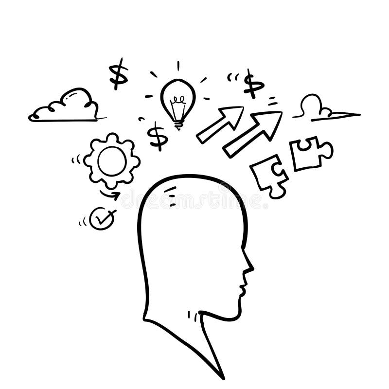 Hand Drawn Person Mind Symbol for Performance Skill Boost Progress ...
