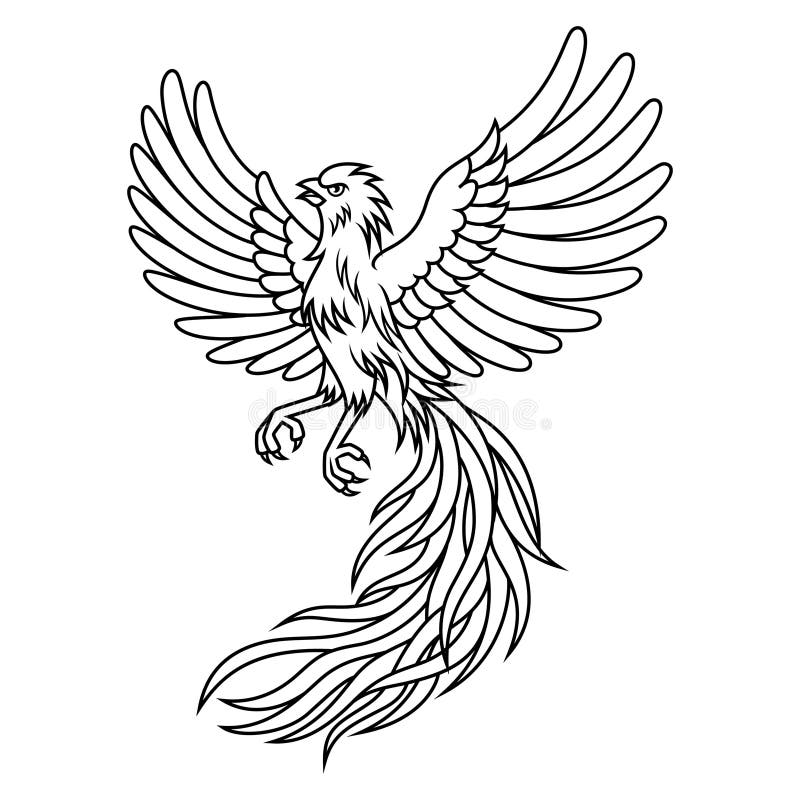Fenix Line Phoenix Line Drawing Work Black Generative AI Stock ...